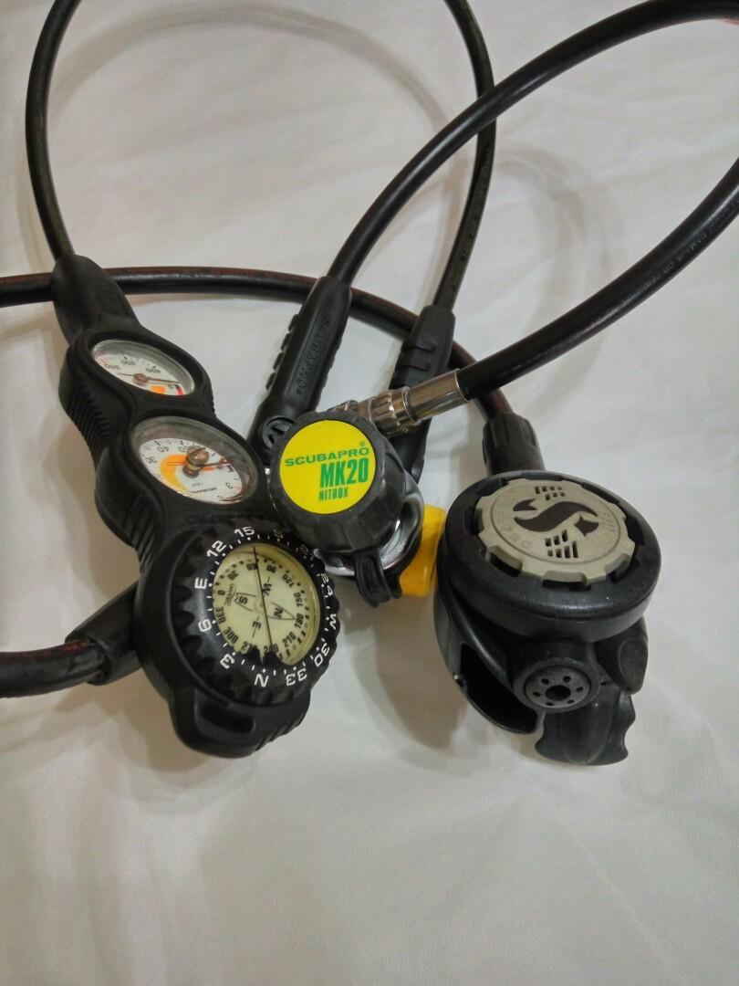 Scubapro mk20 + s550 + bcd air2喉 + 三頭錶, 男裝, 運動服裝 - Carousell