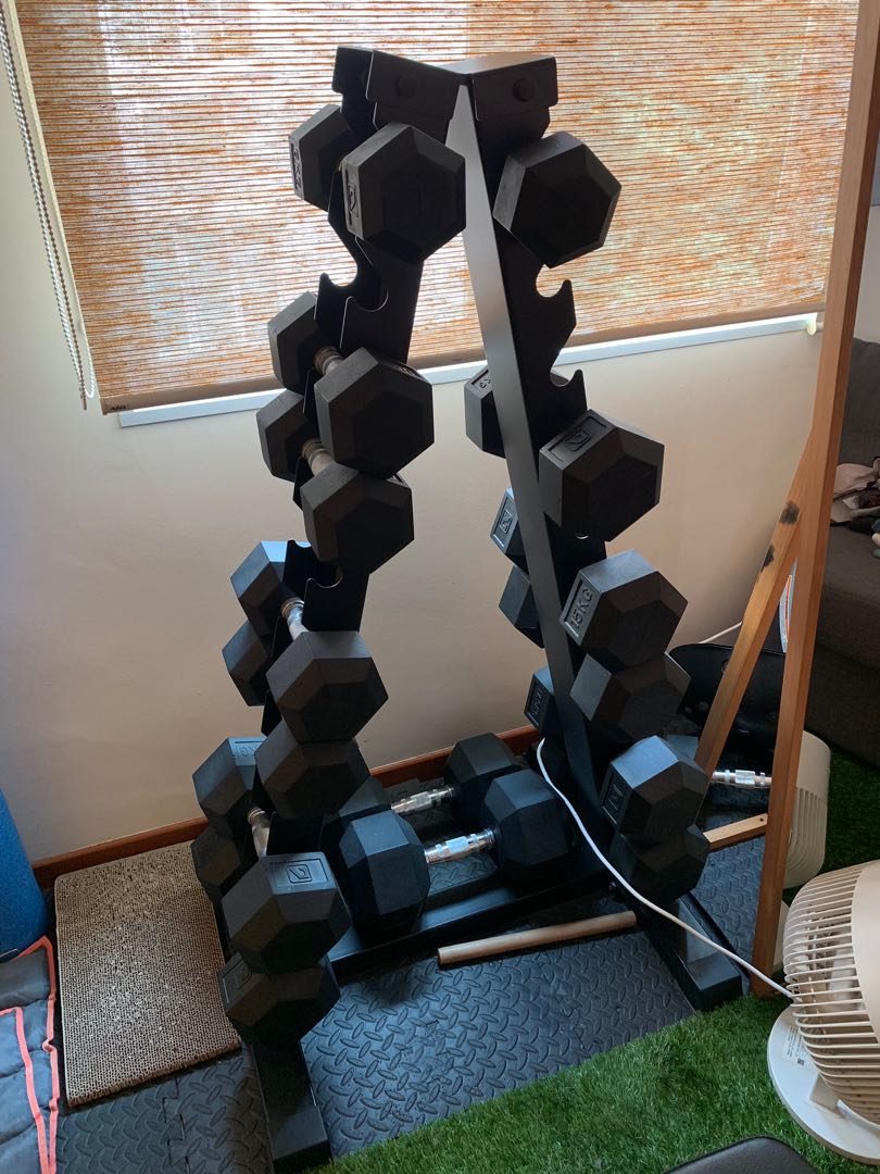 Weights, Rack and Incline Bench Set (6-25kg), Sports Equipment ...