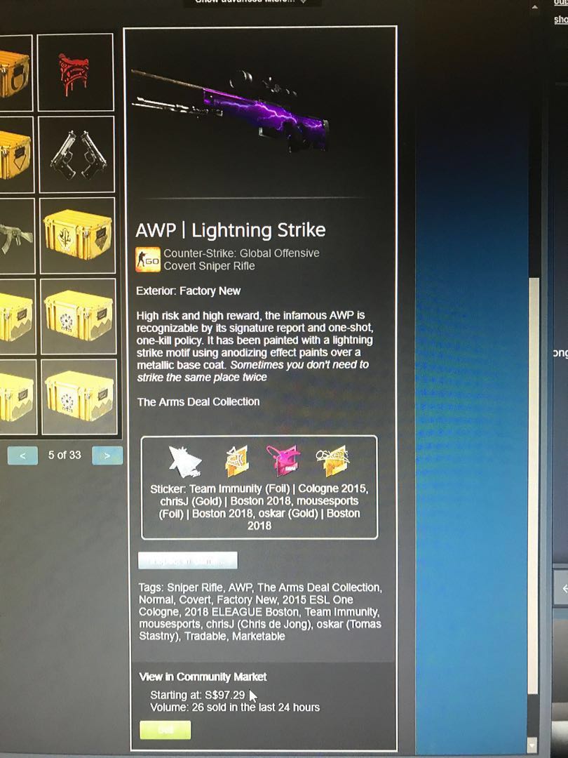 CSGO Skin - AWP | Lightning Strike FN, Video Gaming, Gaming Accessories ...