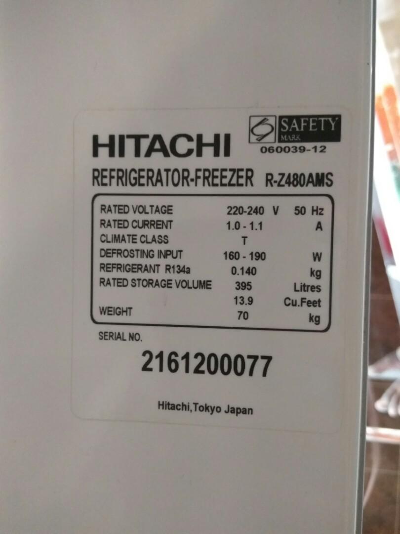 Hitachi Refrigerator Freezer Fridge 395L litre, TV & Home Appliances ...