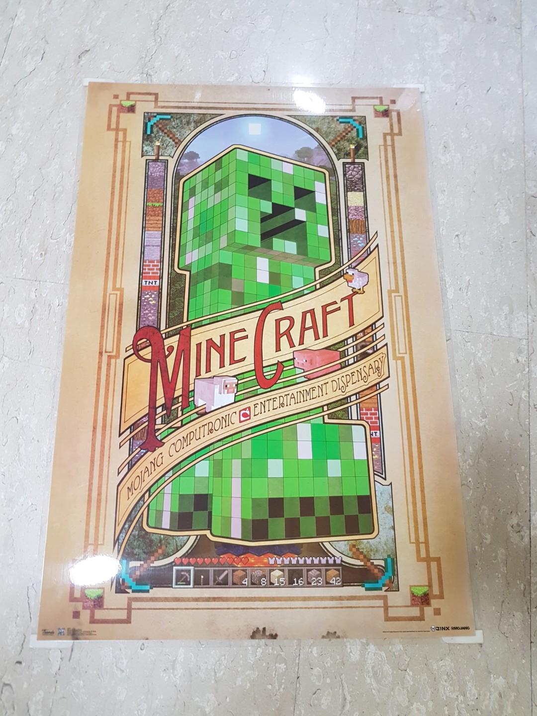 Minecraft poster. Laminated poster size, Everything Else on Carousell