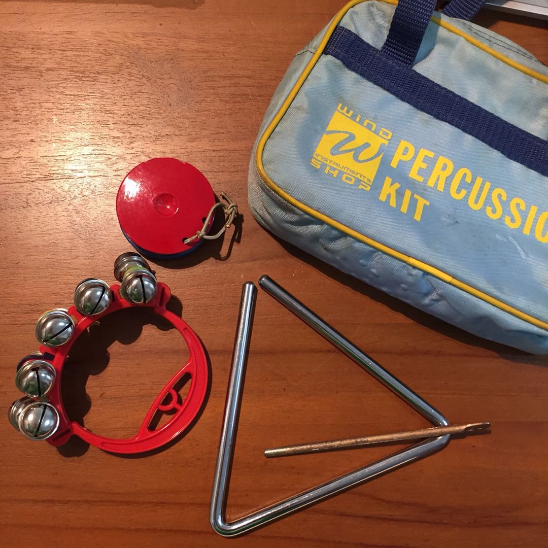 Percussion set (Triangle, Tambourine, Snapper), Hobbies & Toys, Music ...