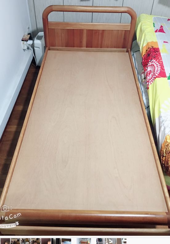 Single solid wood bed flame, Furniture & Home Living, Furniture, Bed ...