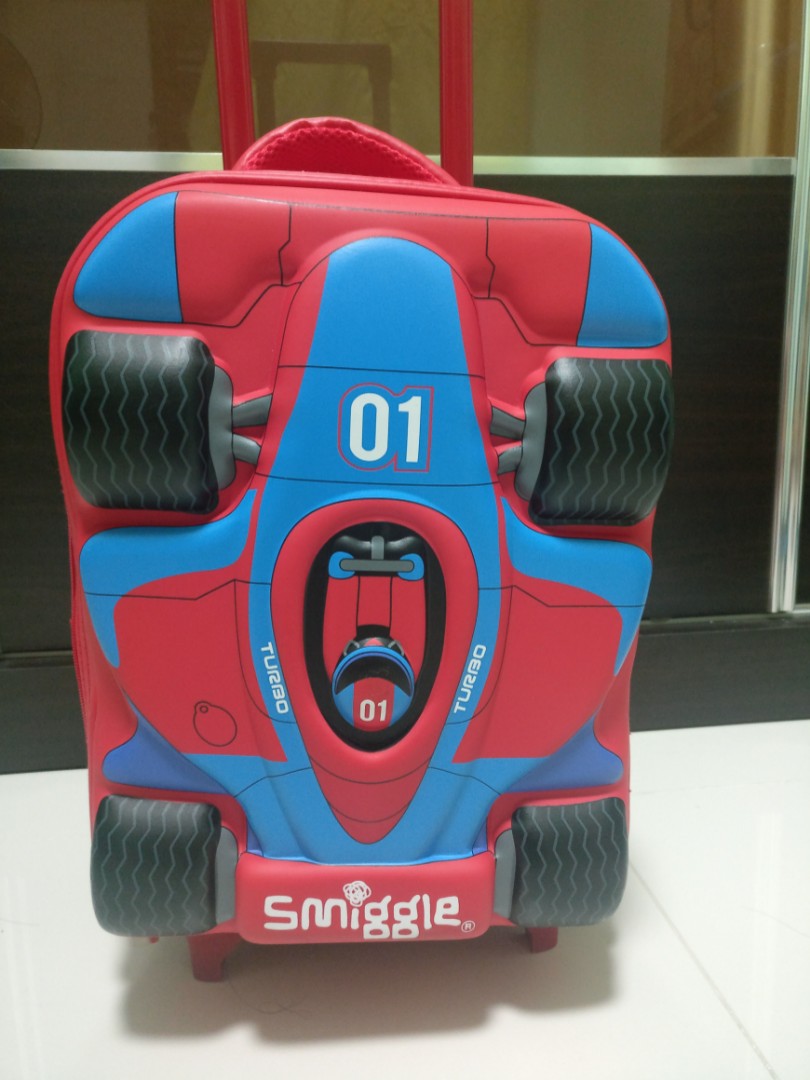 Smiggle Buds Hardtop Trolley Bag for kids (Red Race Car), Babies & Kids ...