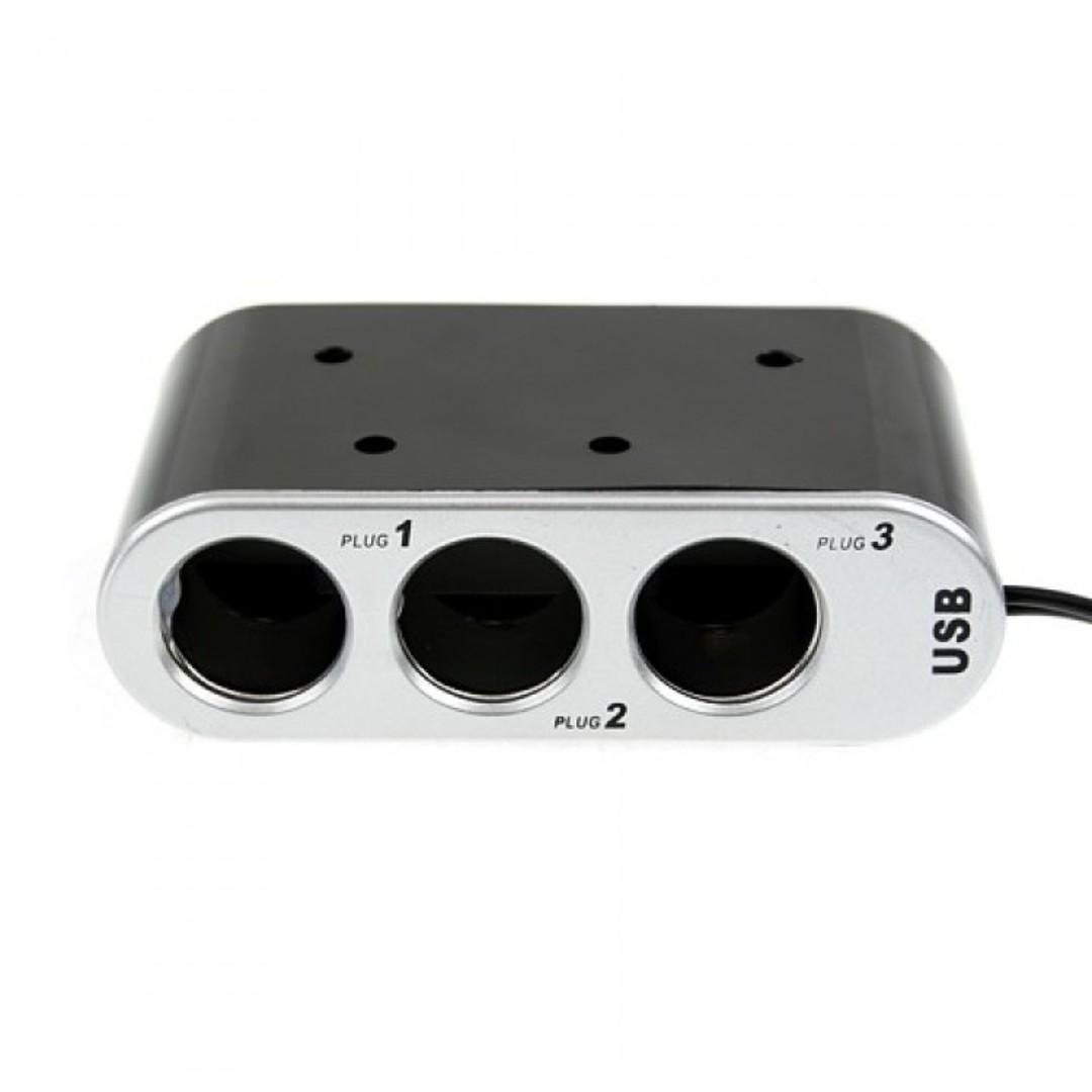 WF-0306 In-Car 1 to 3 In- Car USB Triple Socket Charger with Switches ...