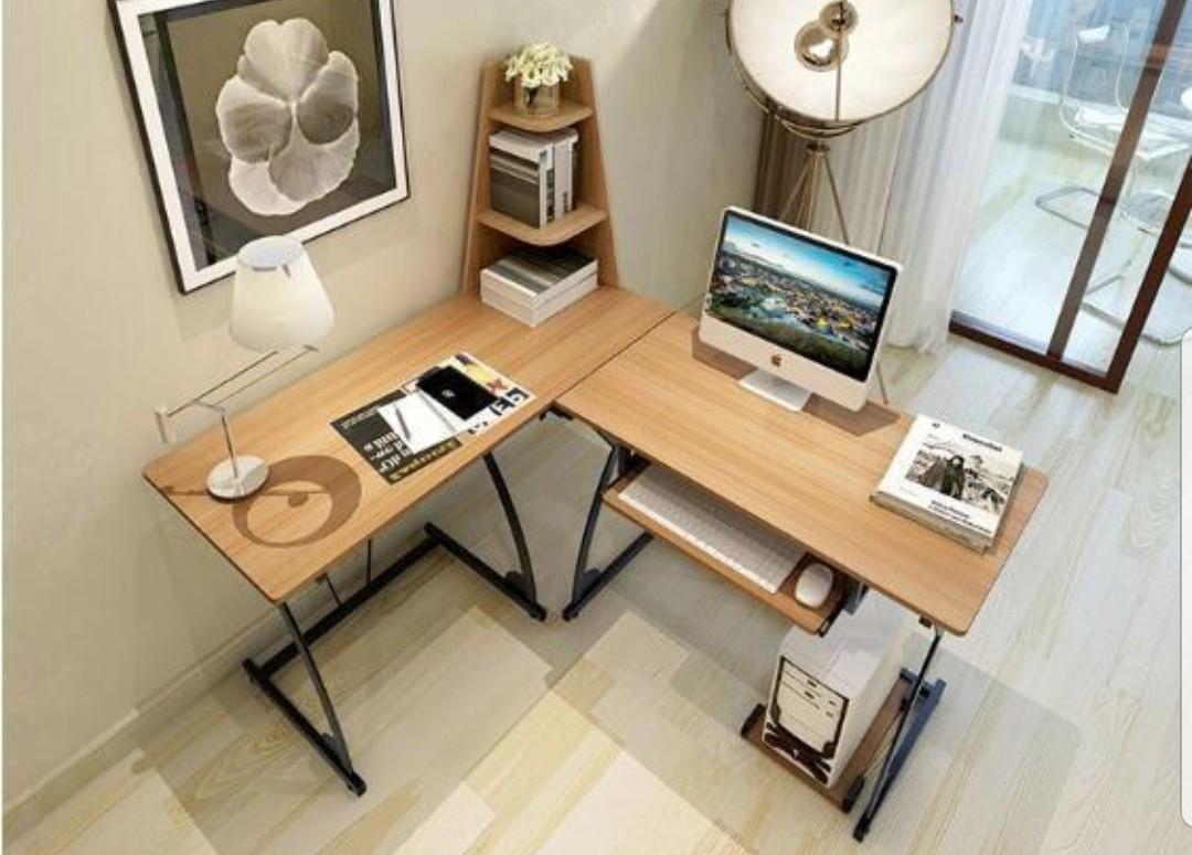 L shaped computer table, Furniture & Home Living, Furniture, Tables ...