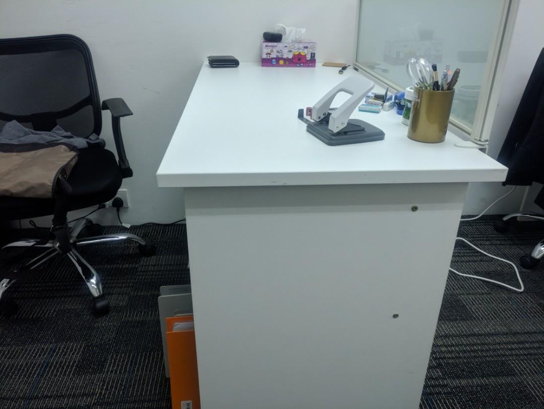 White office table, Furniture & Home Living, Furniture, Tables & Sets ...