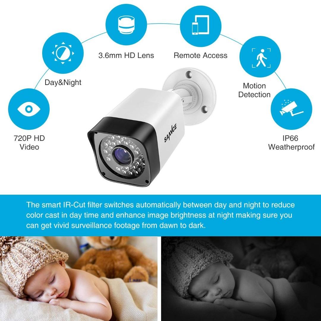 70. SANNCE 4CH 1080N DVR CCTV Camera System 1TB Surveillance HDD w/ 4x ...