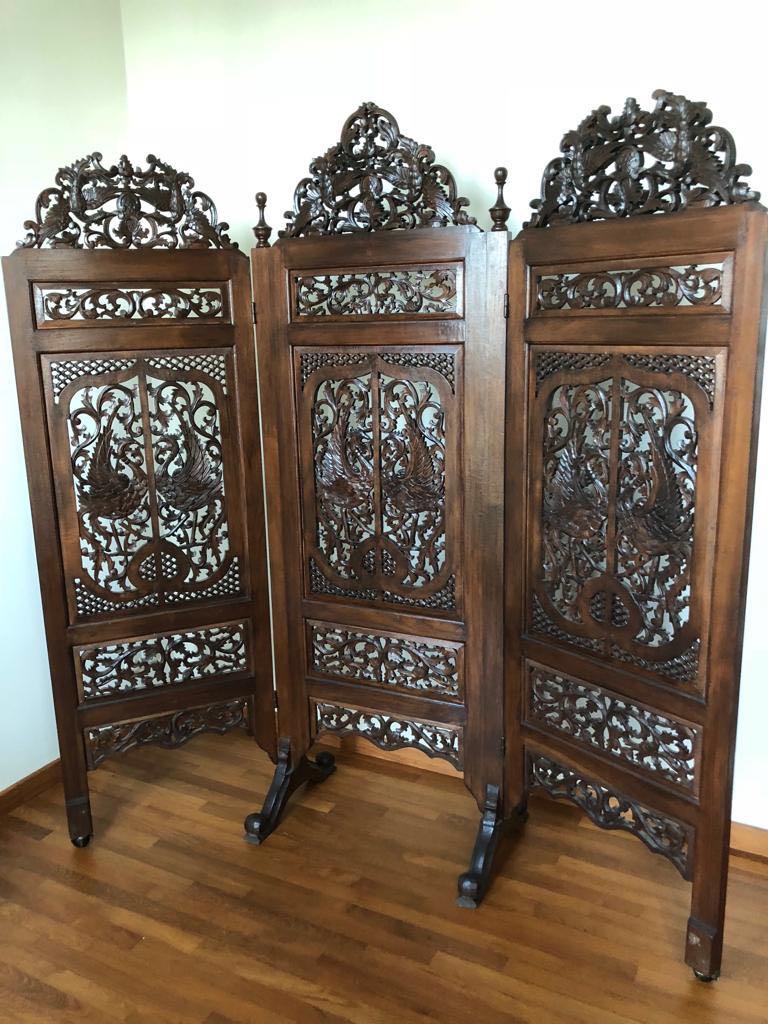 Beautiful teak wood room divider, Furniture & Home Living, Home Decor ...