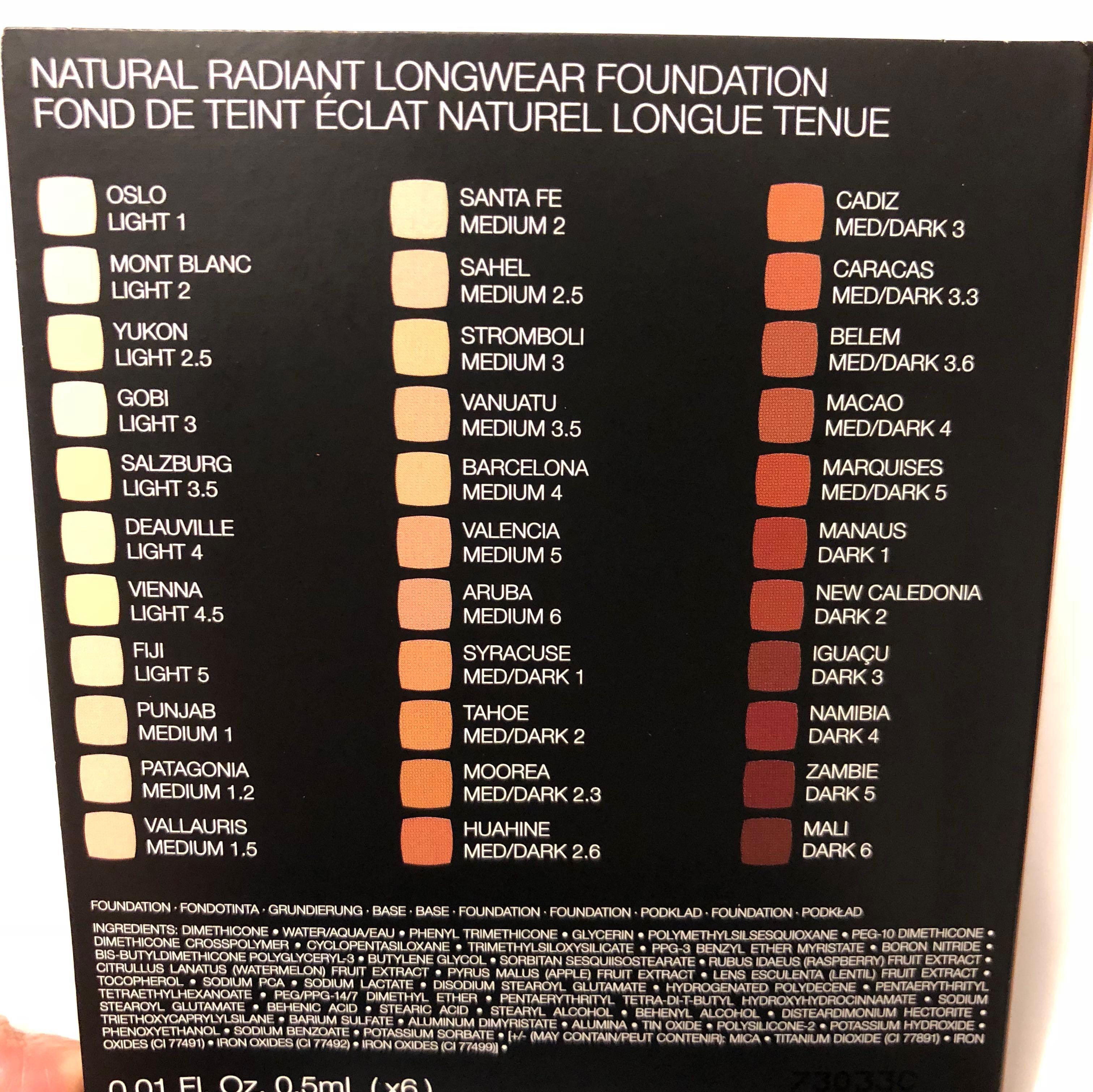 Nars Natural Radiant Longwear Foundation Sample Card, Beauty & Personal ...