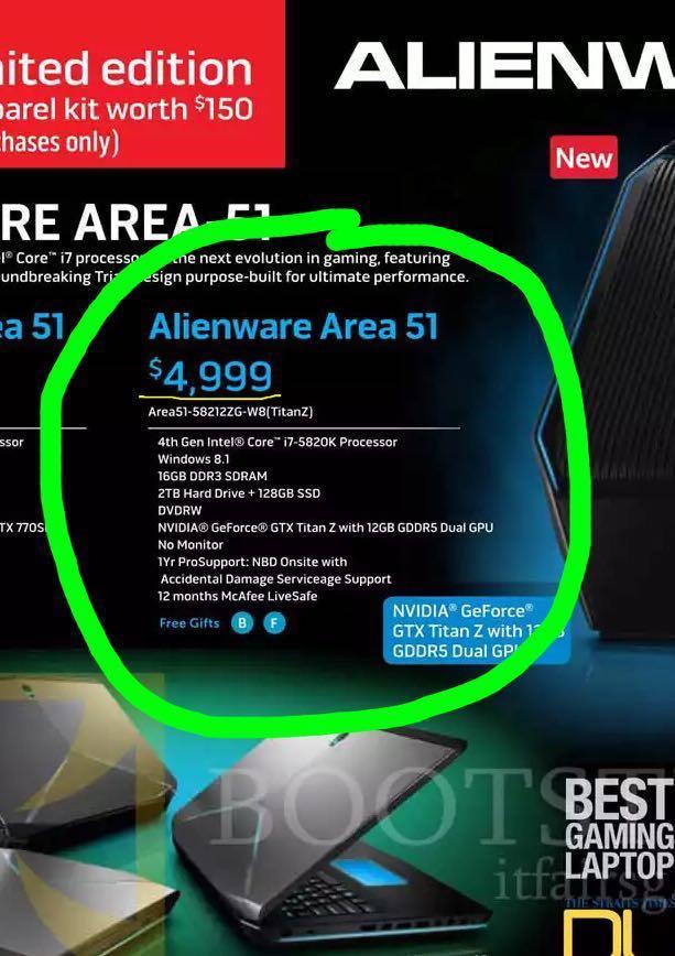 Alienware Area 51 GTX TITAN Z 12GB (I7-5820K) with free 24IN LED DELL ...