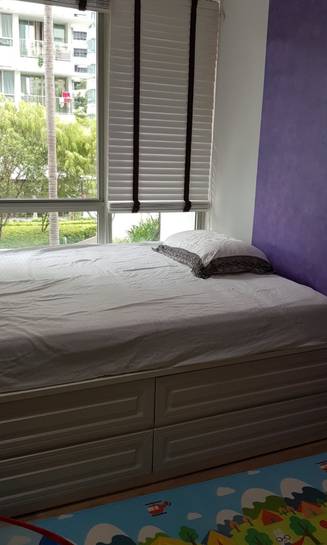 Customized bay window bed frame with drawers, Furniture & Home Living ...
