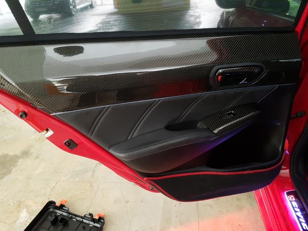 Honda Civic FD1 FD2 FD3 FD4 FD2R Real Carbon Fiber DOOR PANEL TOP AREA ...