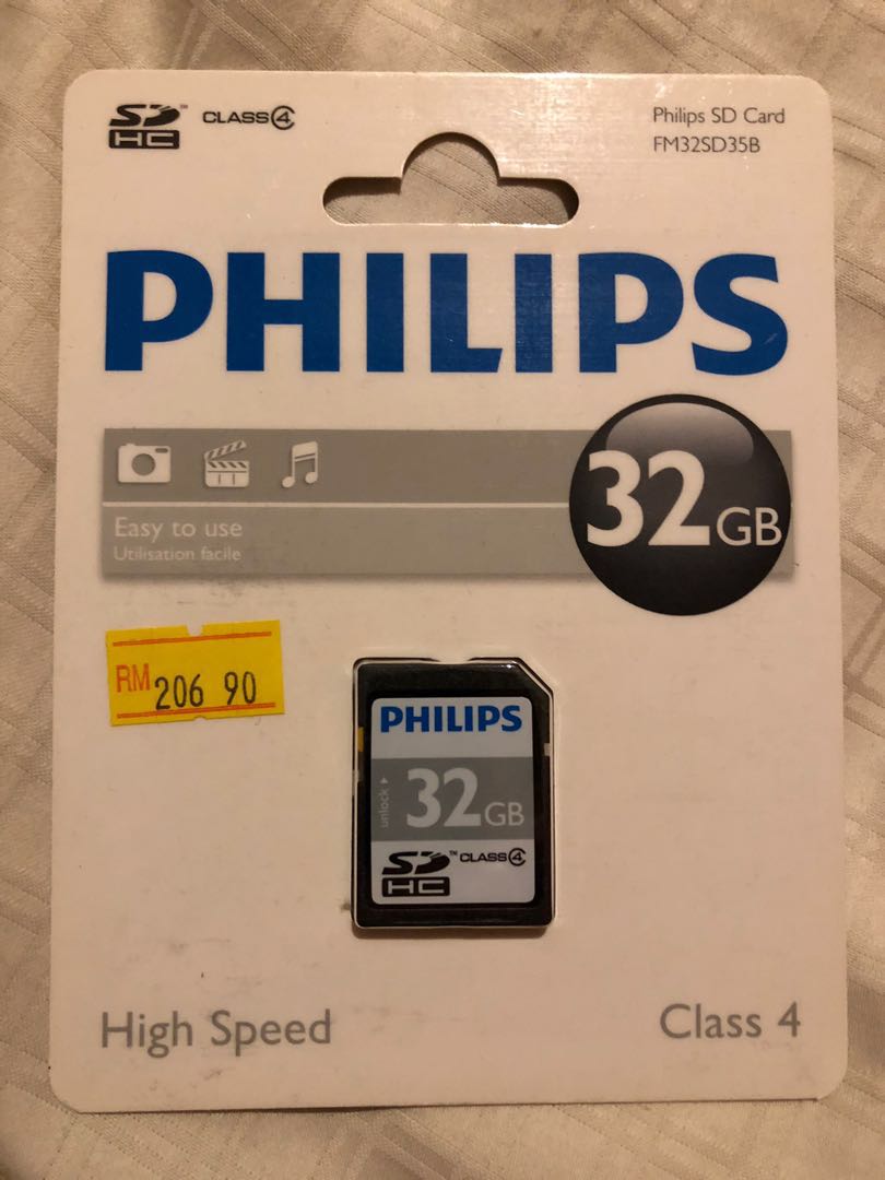 Philips SD Memory Card 32GB high speed class4, Photography, Video ...