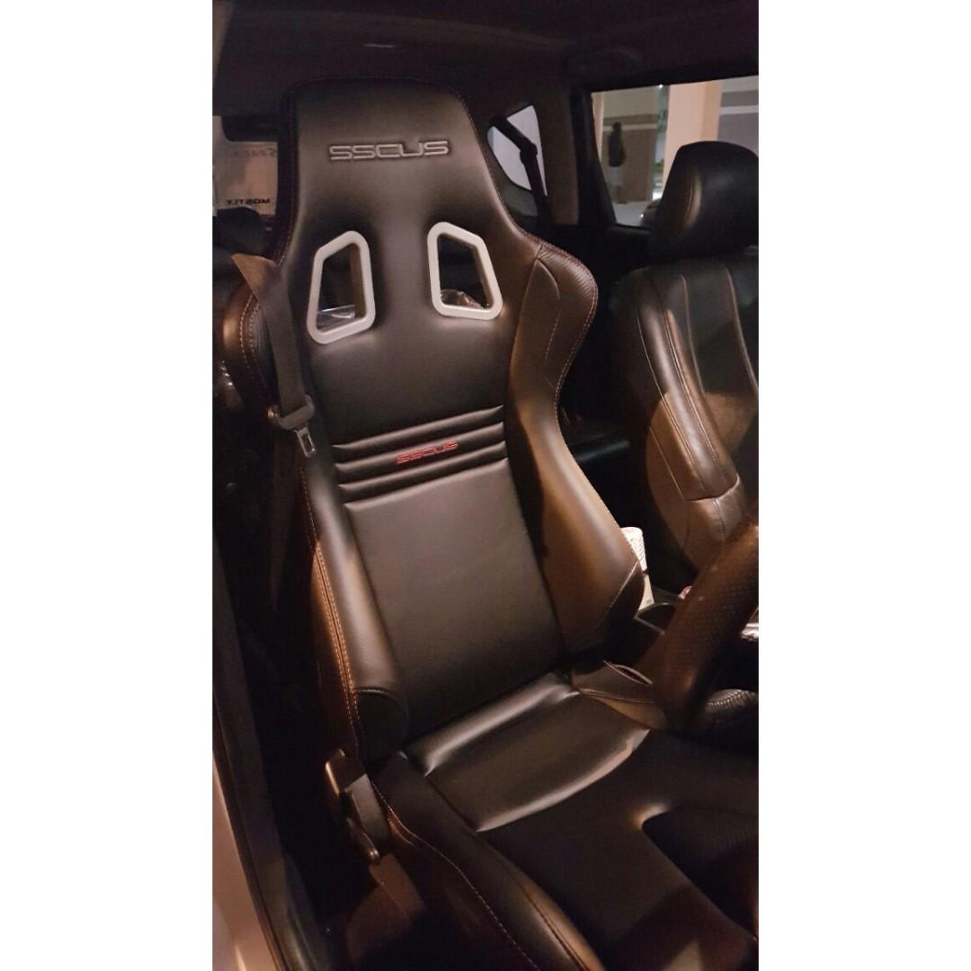 SSCUS Evo PU Sports Seat (w Honda Jazz GE8 railing), Car Accessories ...