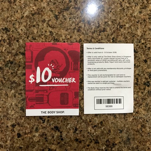 The Body Shop $10 Voucher, Tickets & Vouchers, Vouchers on Carousell