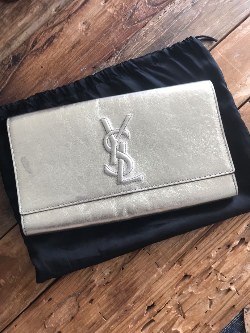 YSL Gold Clutch, Women's Fashion, Bags & Wallets, Clutches on Carousell