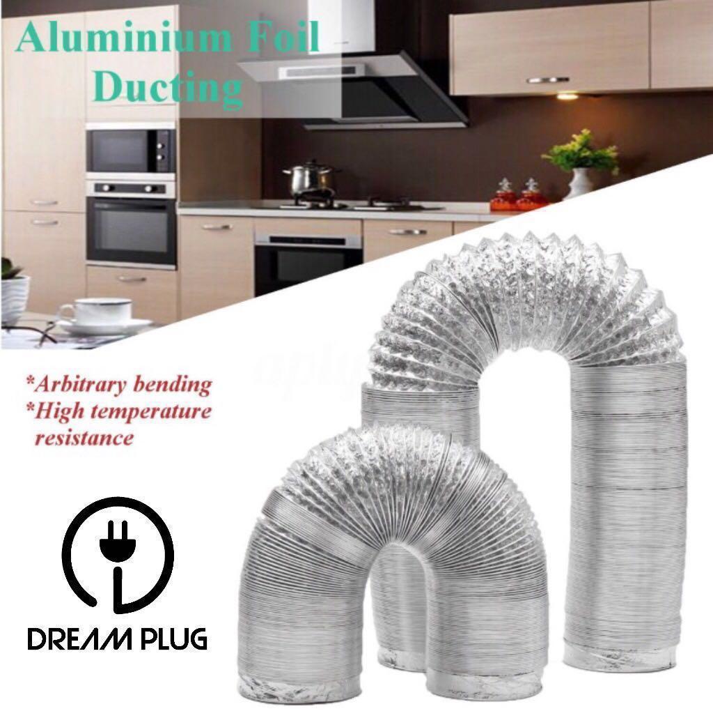 Flexible Duct Silver Aluminium Ventilation Ducting Fan Pipe Foil Cool ...