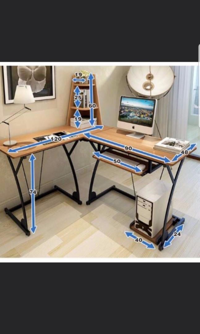 L shaped computer table, Furniture & Home Living, Furniture, Tables ...