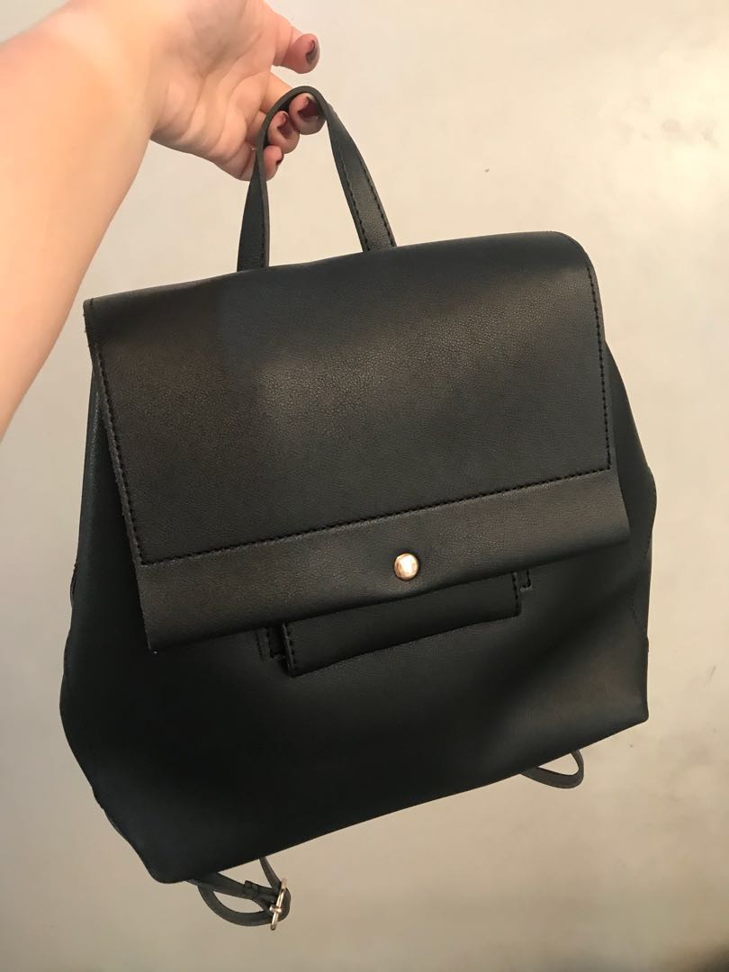 Parisian black backpack, Women's Fashion, Bags & Wallets, Backpacks on ...