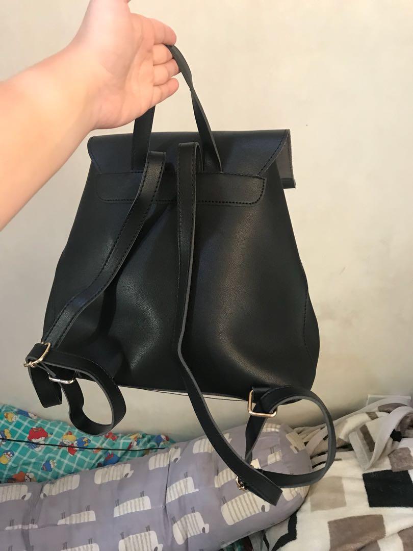 Parisian black backpack, Women's Fashion, Bags & Wallets, Backpacks on ...