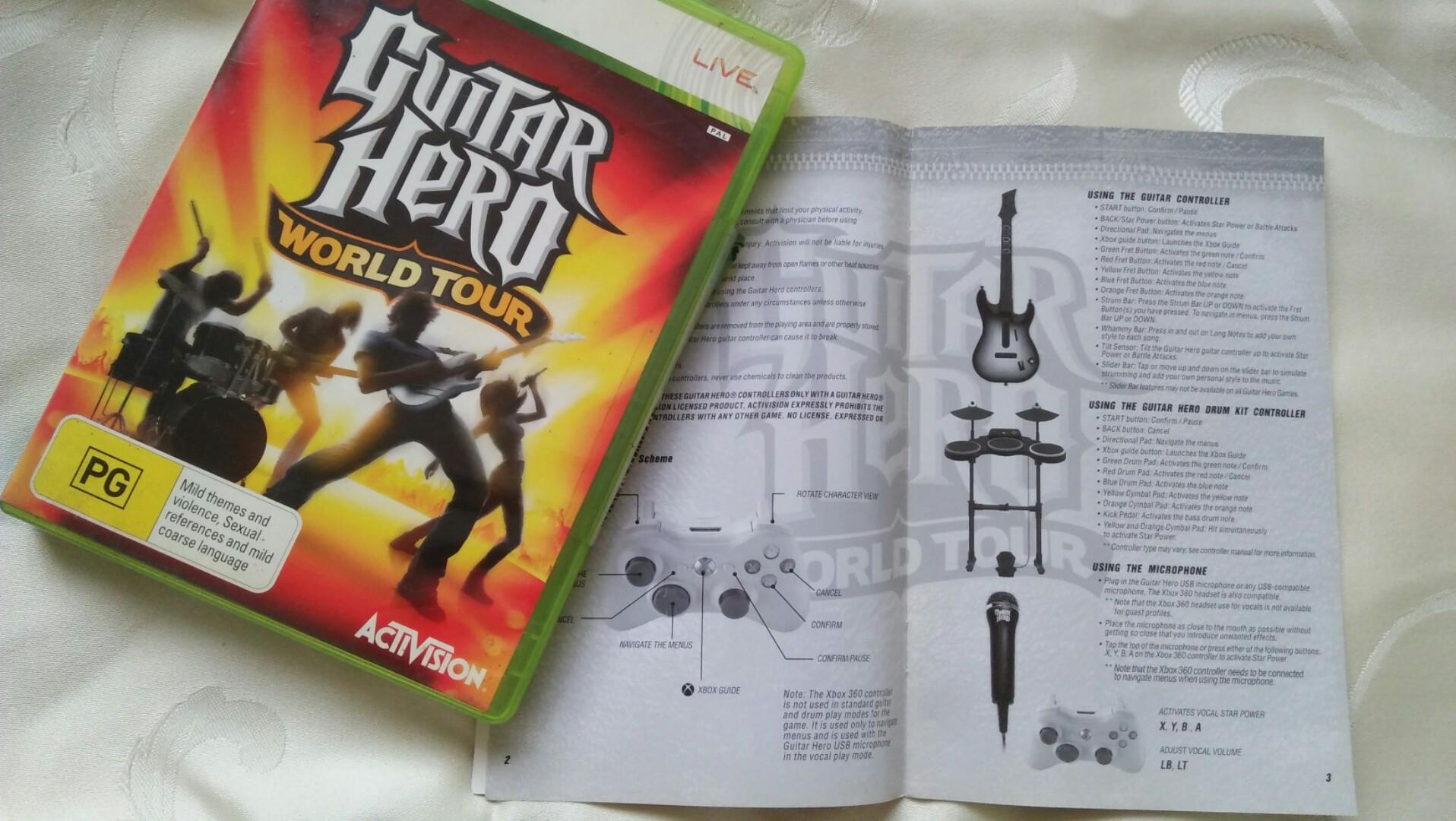 Set: Guitar Hero Wireless Controller and Guitar Hero World Tour Game ...