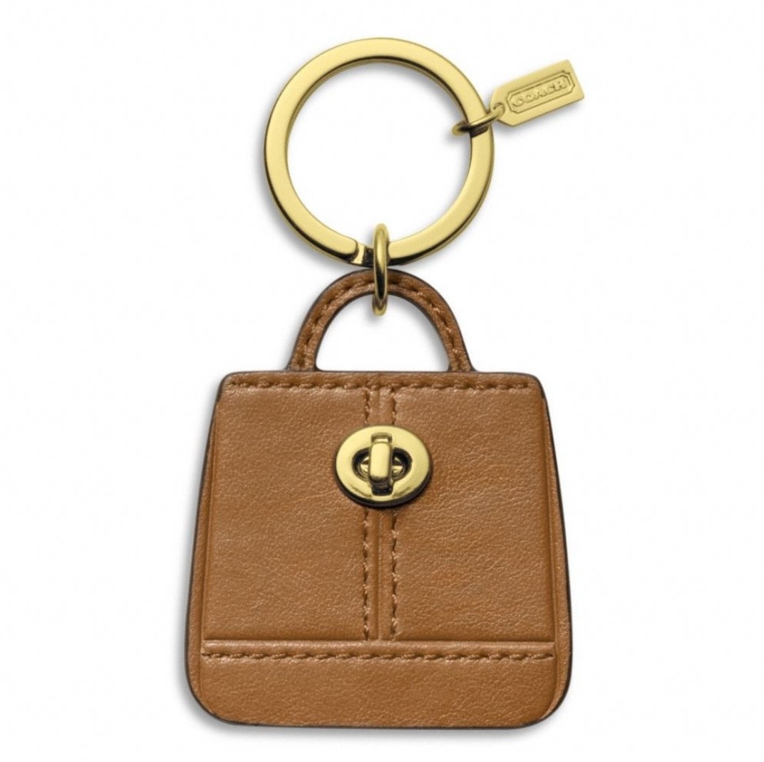 COACH PARK LEATHER BRASS TURNLOCK KEY FOB, Women's Fashion, Bags ...