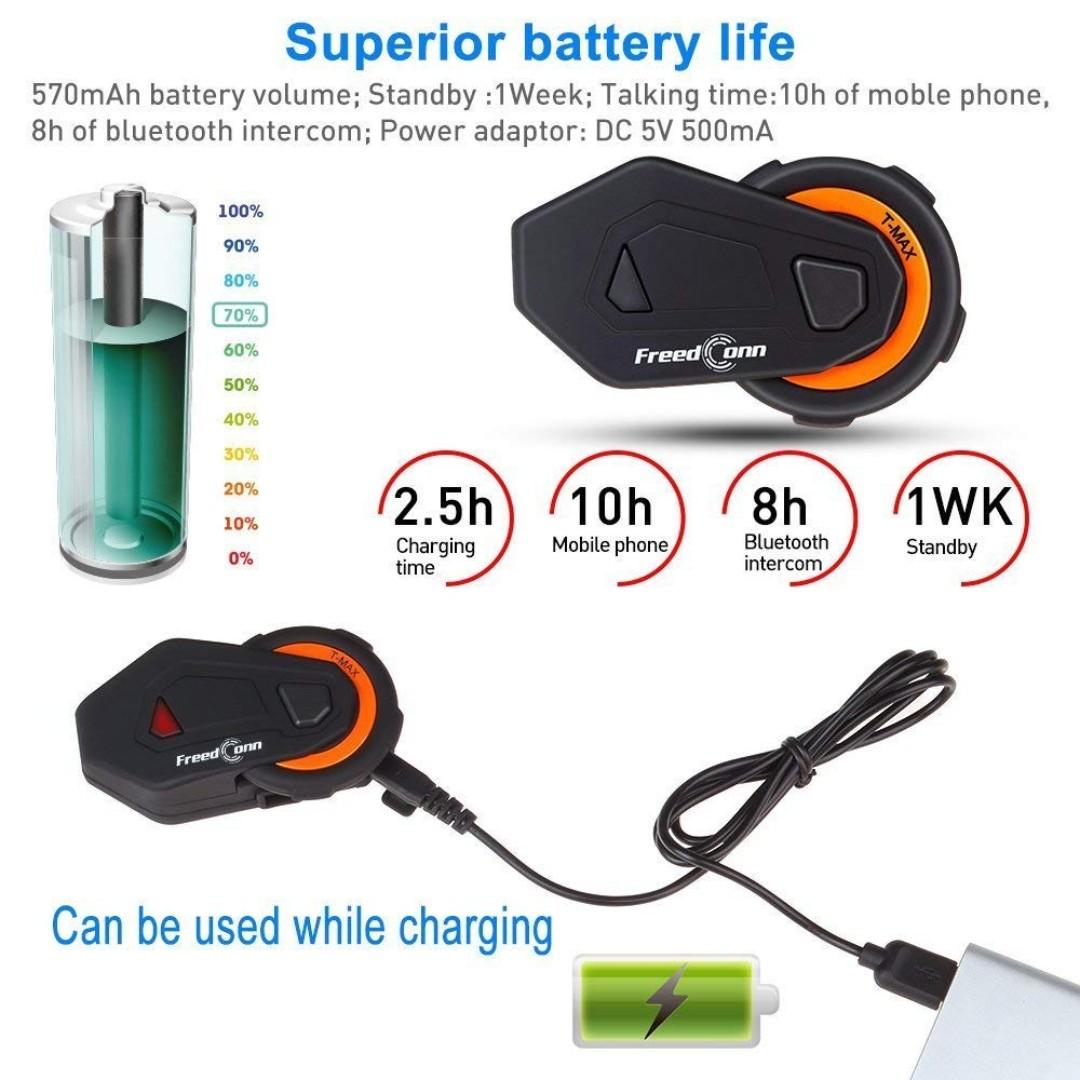 Helmet Communication Systems, Freedconn 1500m Range 6 Riders Universal ...