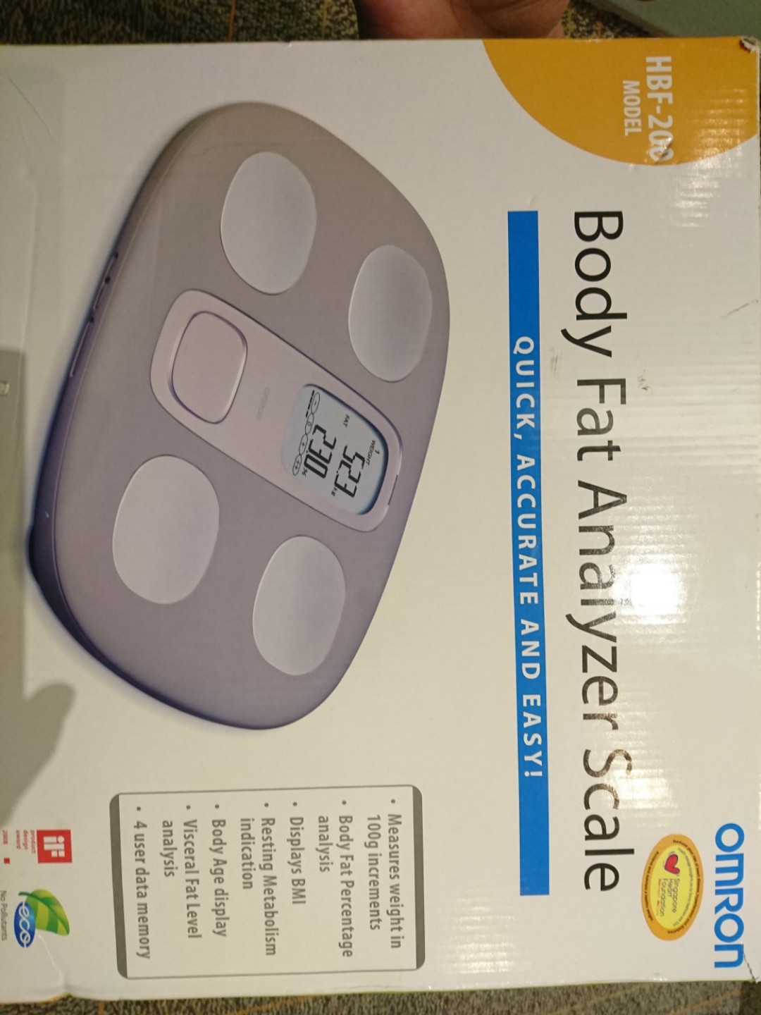 Omron body fat analyzer weighing scale, Health & Nutrition, Health ...