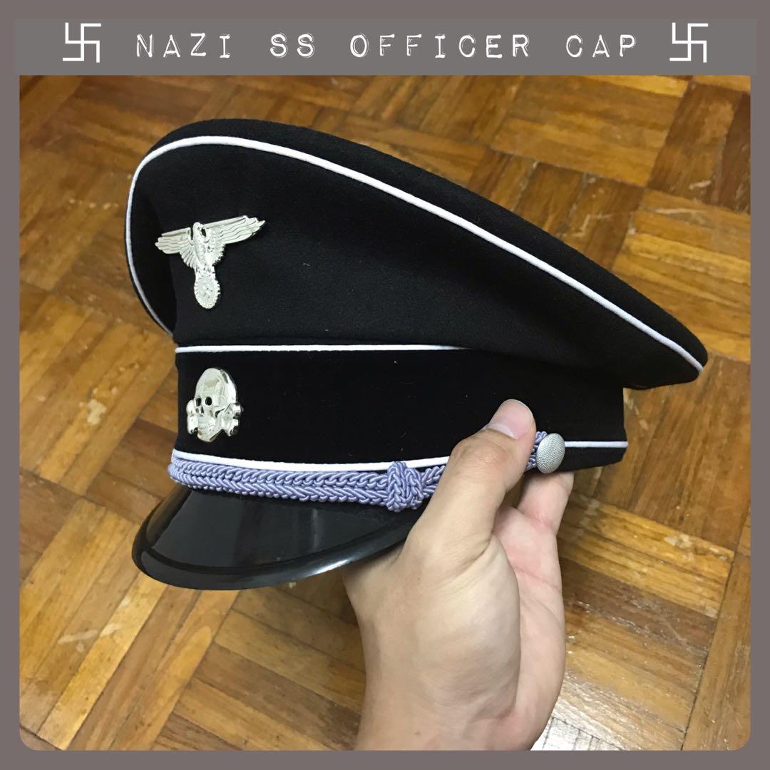 World War Two Germany Army Wehrmacht SS Officer Cap Black uniform ...