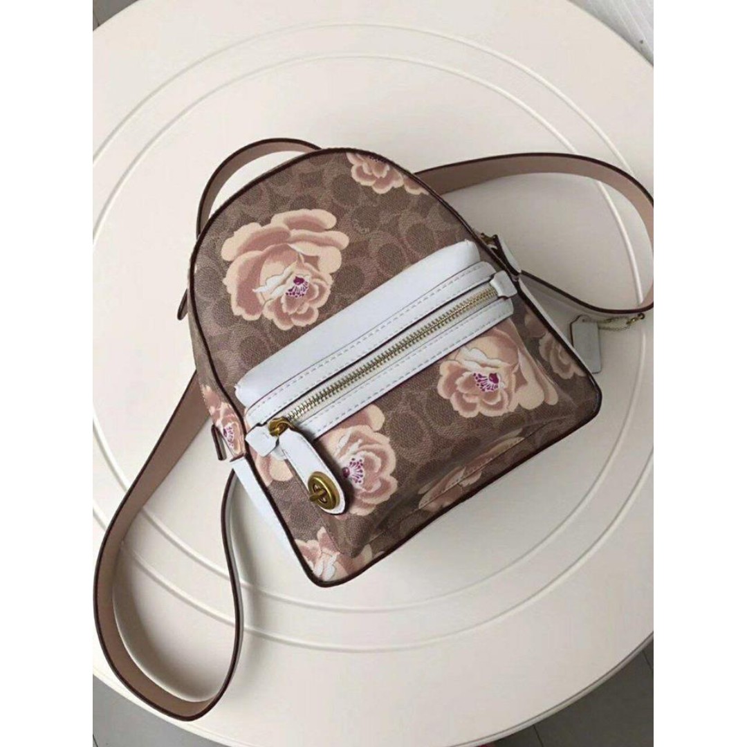 Authentic Coach Campus Backpack 23 In Signature with Rose Print - Chalk ...