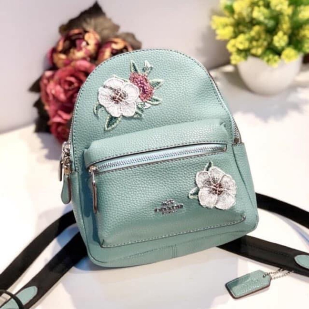 Authentic Coach Mini Charlie Backpack with Hawaiian Floral Embroidery ...
