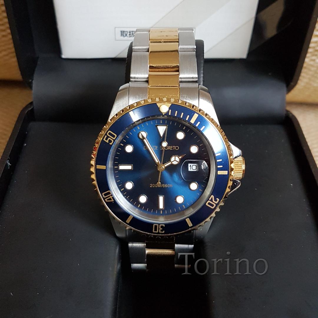DOLCE SEGRETO Cosmos Blue Dial Two-tone Men's Diver Watch Quartz ...