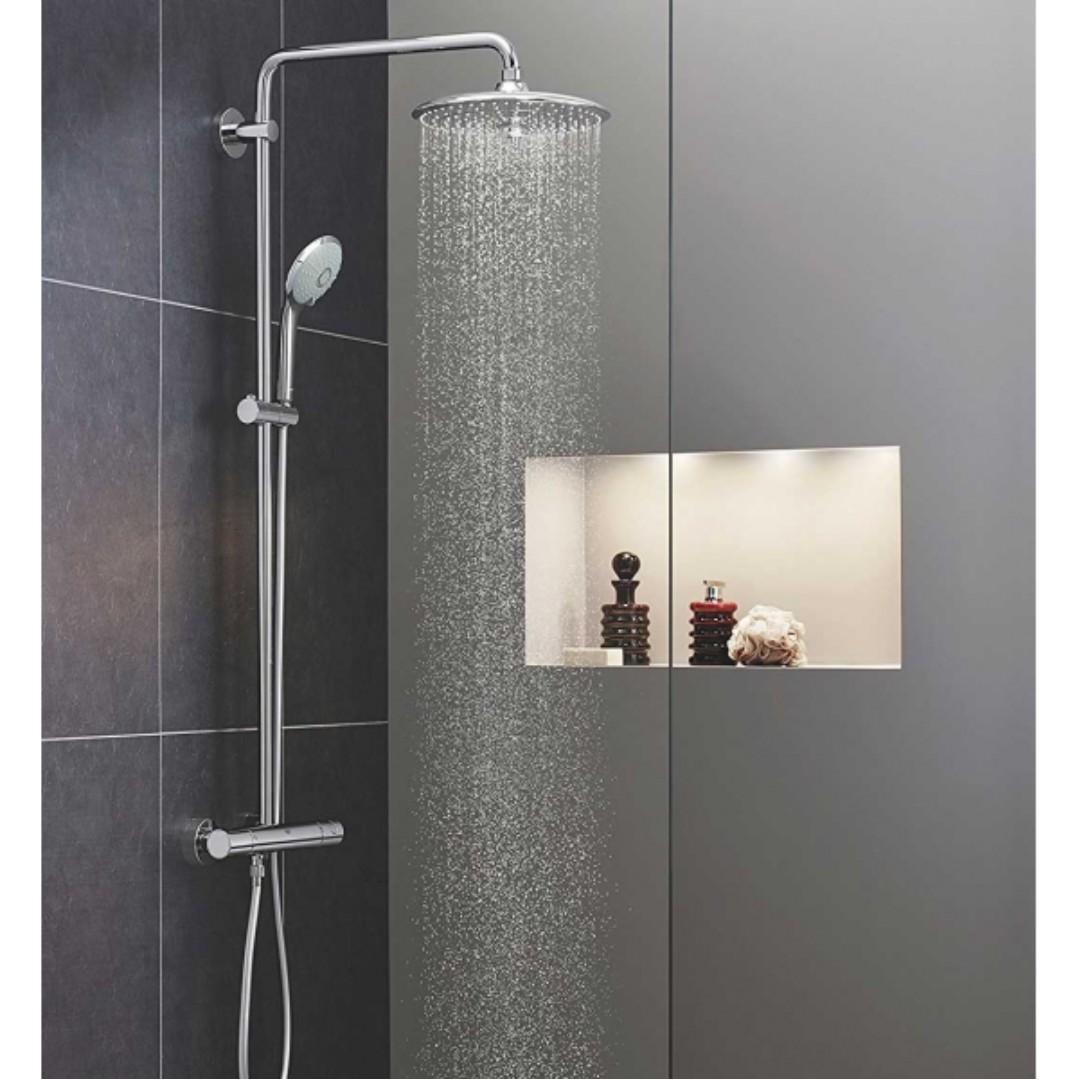 Grohe Euphoria 260 Rain shower with thermostat mixer for wall mounting ...
