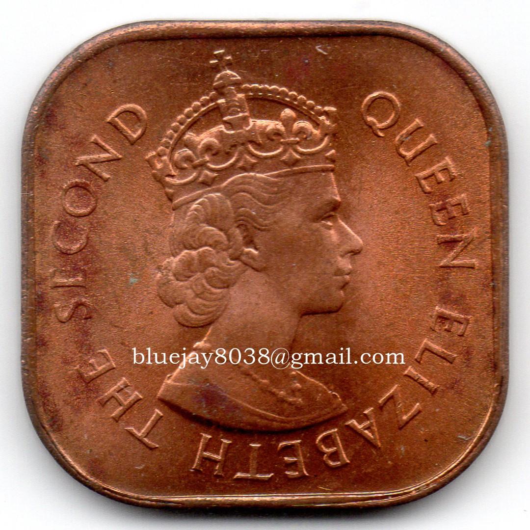 Malaya & British Borneo 1961 Queen Elizabeth II 1 Cent SQUARE Coin BU ...