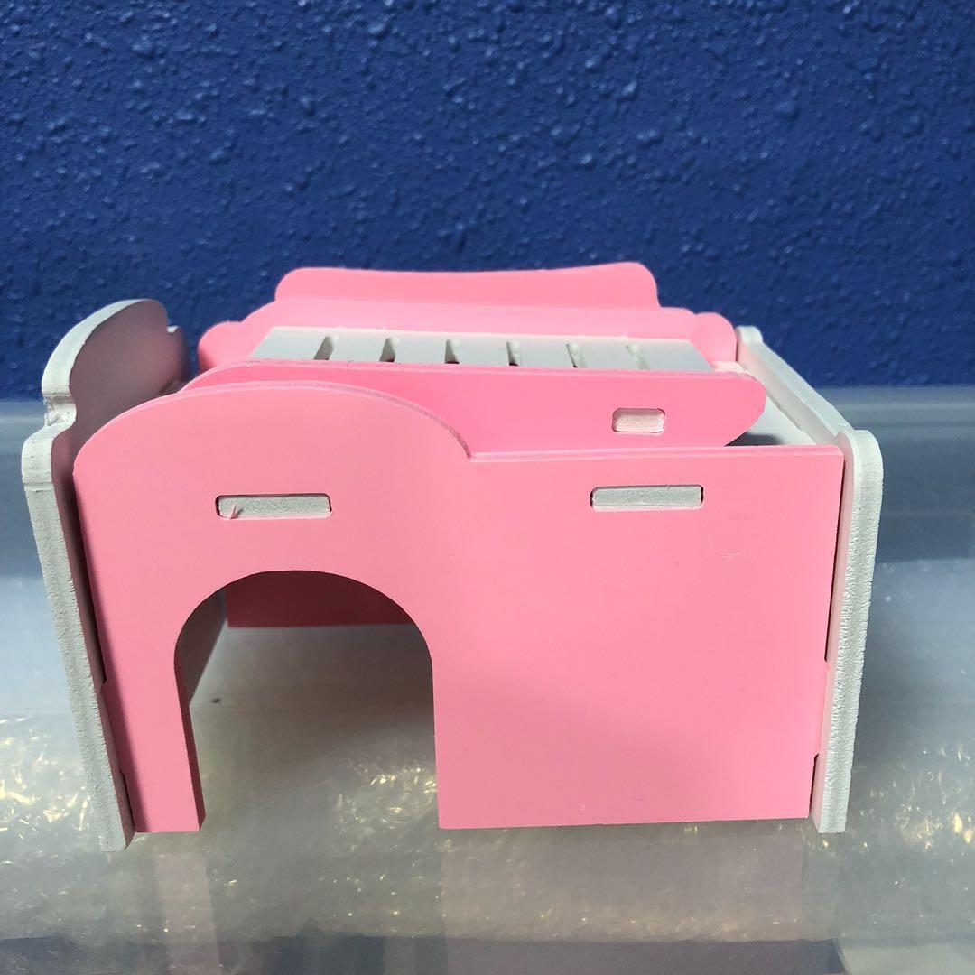 [ONE PIECE ONLY] Pink Wooden Hamster Hideout House, Pet Supplies, Homes ...