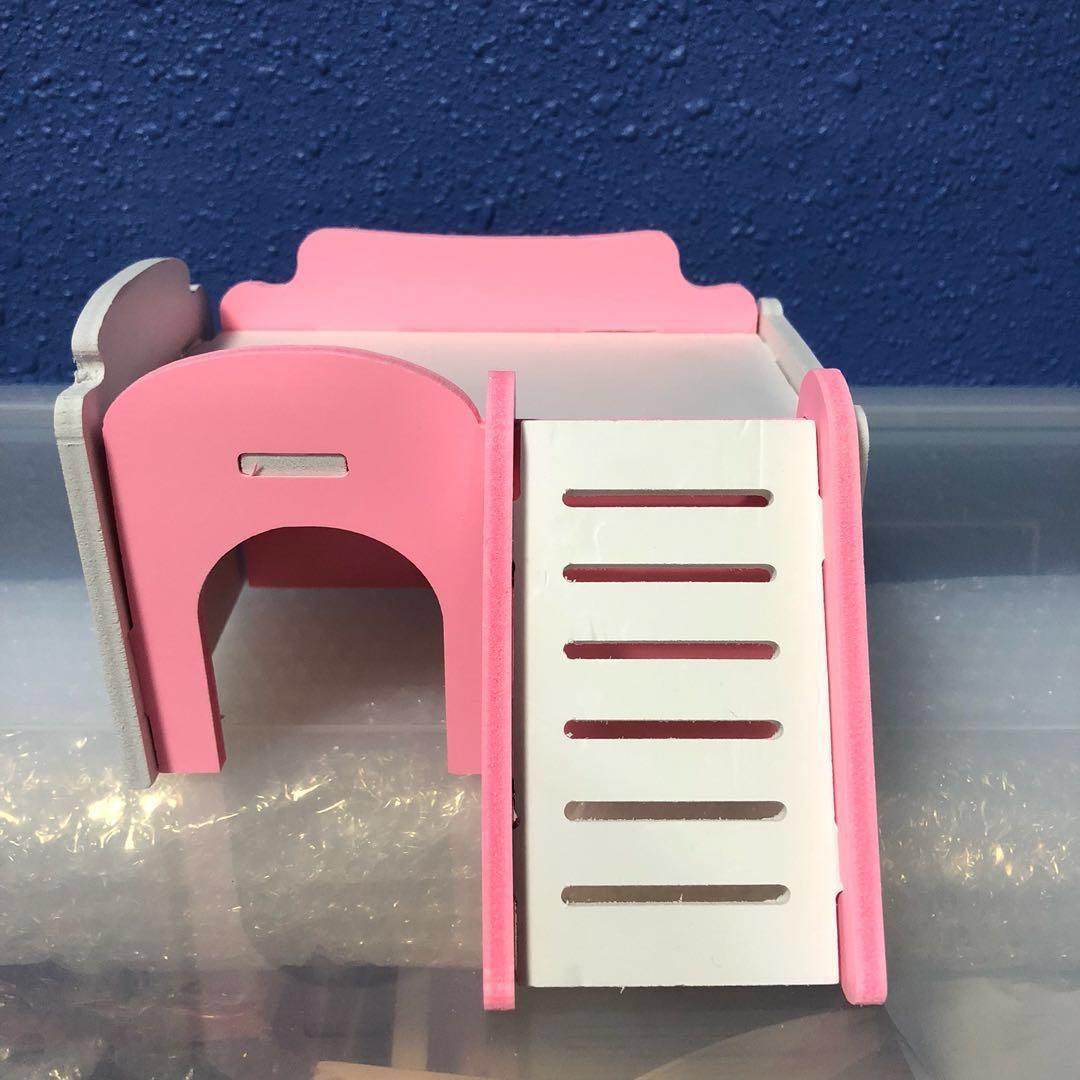 [ONE PIECE ONLY] Pink Wooden Hamster Hideout House, Pet Supplies, Homes ...