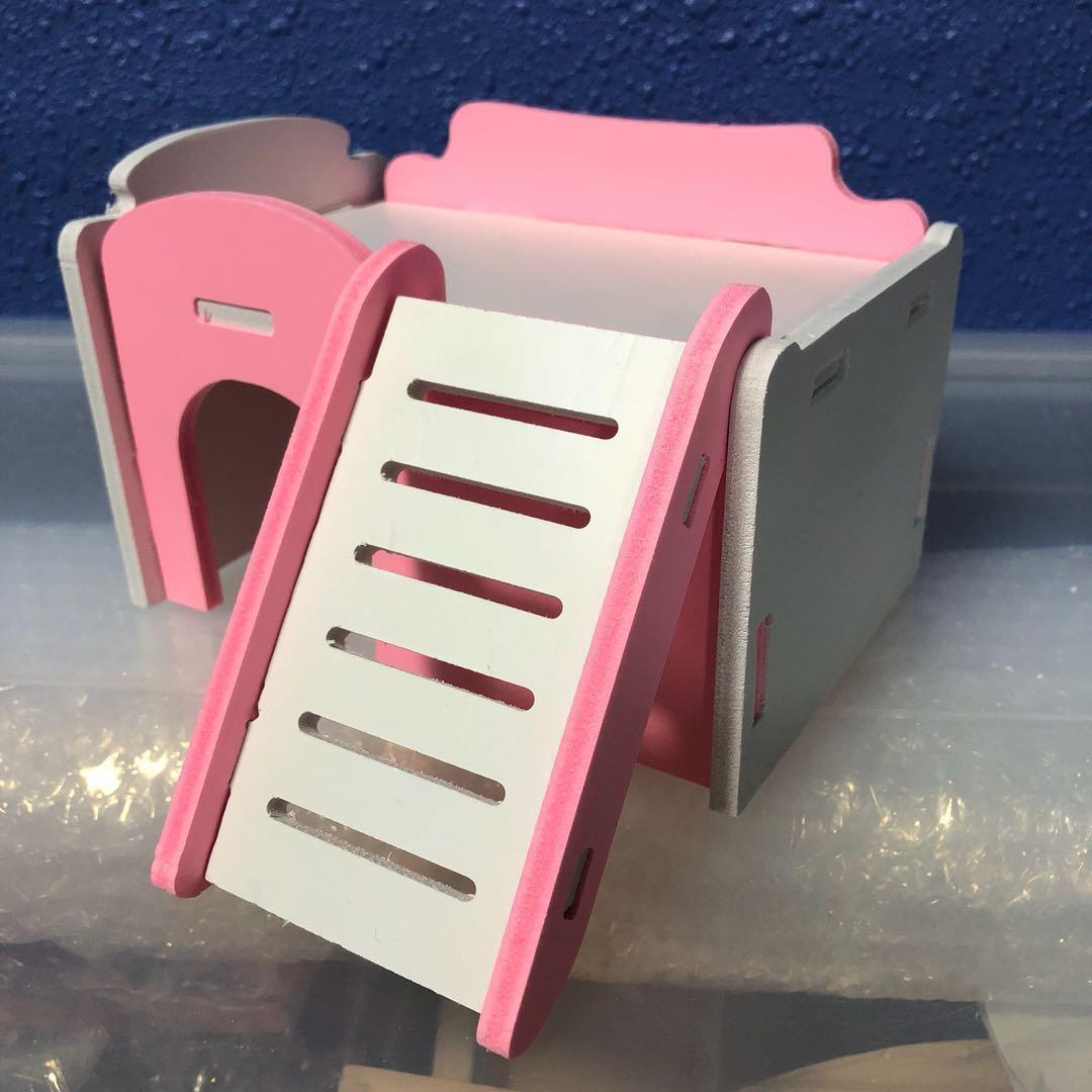 [ONE PIECE ONLY] Pink Wooden Hamster Hideout House, Pet Supplies, Homes ...