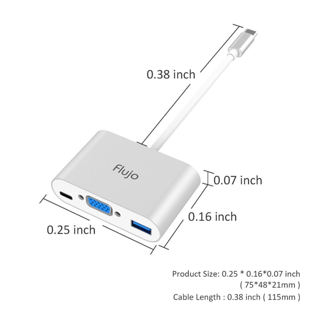 BNIB Flujo USB-C to VGA/USB 3.0 Adapter With Power Delivery, Computers ...