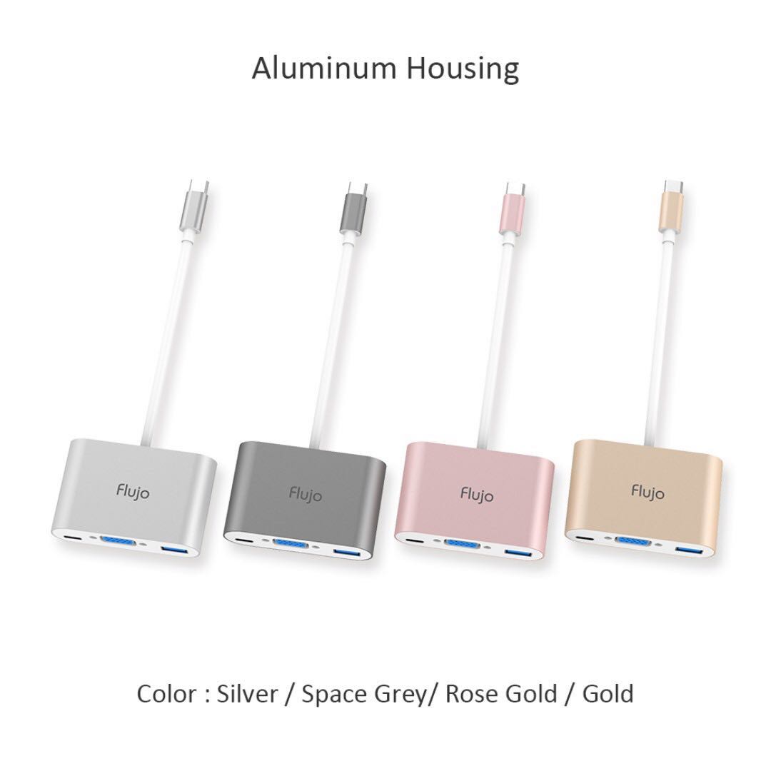 BNIB Flujo USB-C to VGA/USB 3.0 Adapter With Power Delivery, Computers ...