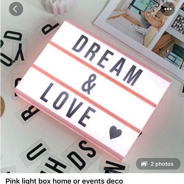 DIY letter LED Pink Light Box Deco, Design & Craft, Others on Carousell