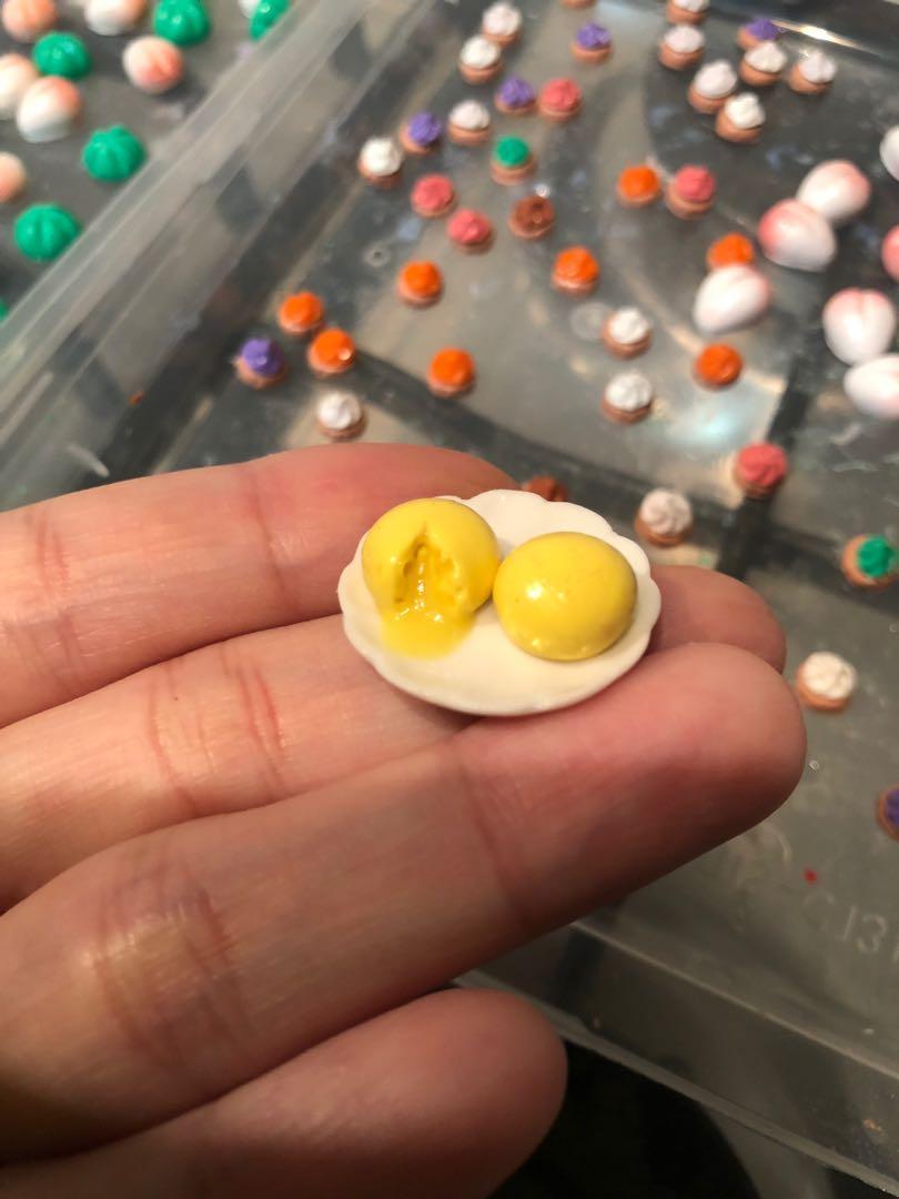 Handmade Miniature Half cut Coffee Bao - Custard Bao - Yam Bao (Clay ...