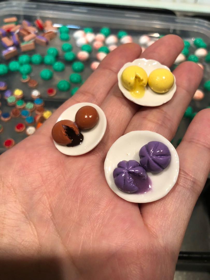 Handmade Miniature Half cut Coffee Bao - Custard Bao - Yam Bao (Clay ...