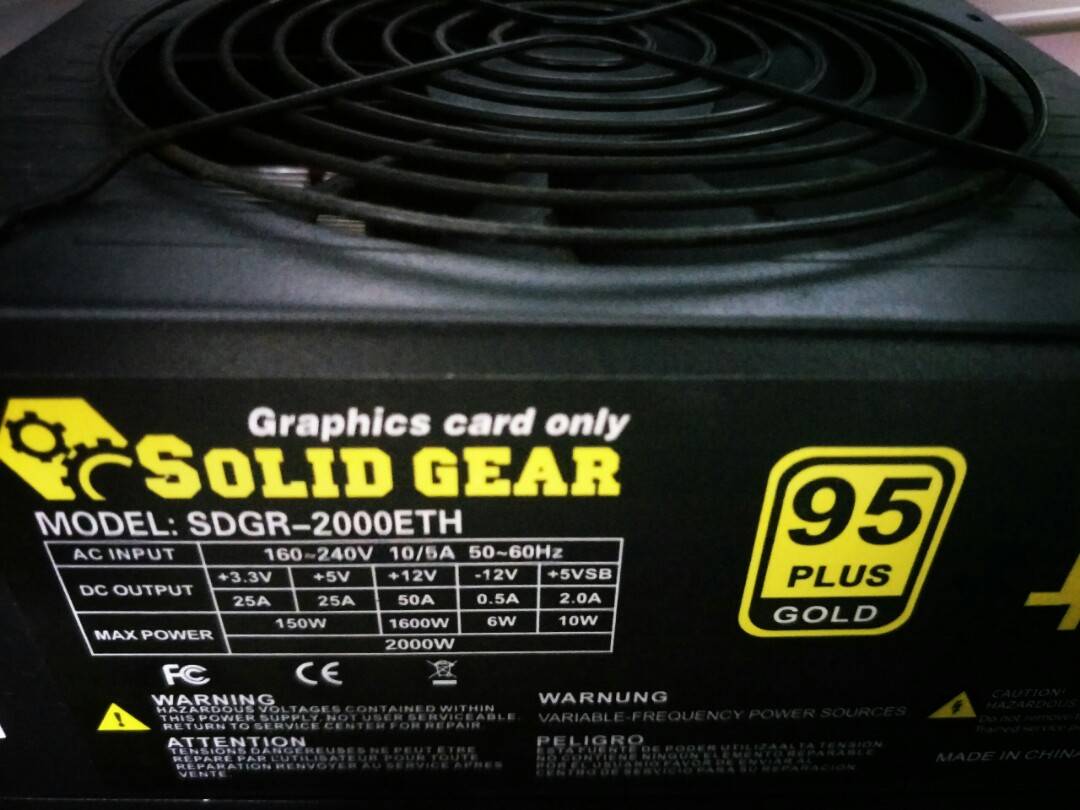 Solid Gear Power Supply (Mining Rig PSU), Computers & Tech, Parts ...