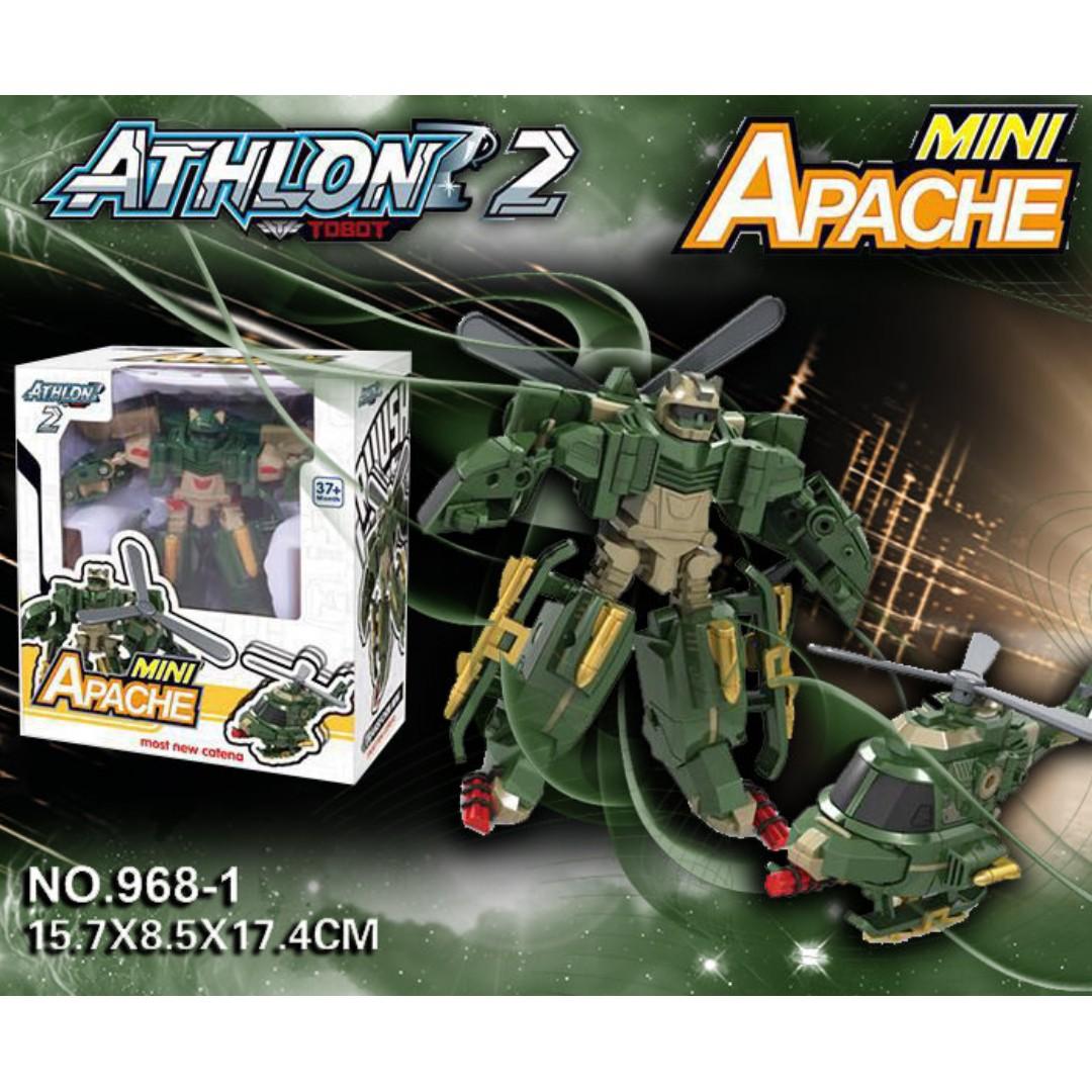 ATHLON 2 Tobot 968-1 Mini Apache Robot Transforming Helicopter Toys ...