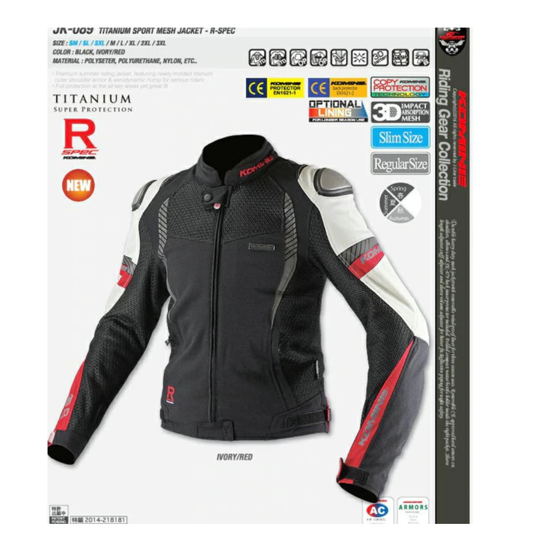 Komine JK089 JK-089 Titanium alloy sport mesh jacket R-Spec armoured ...