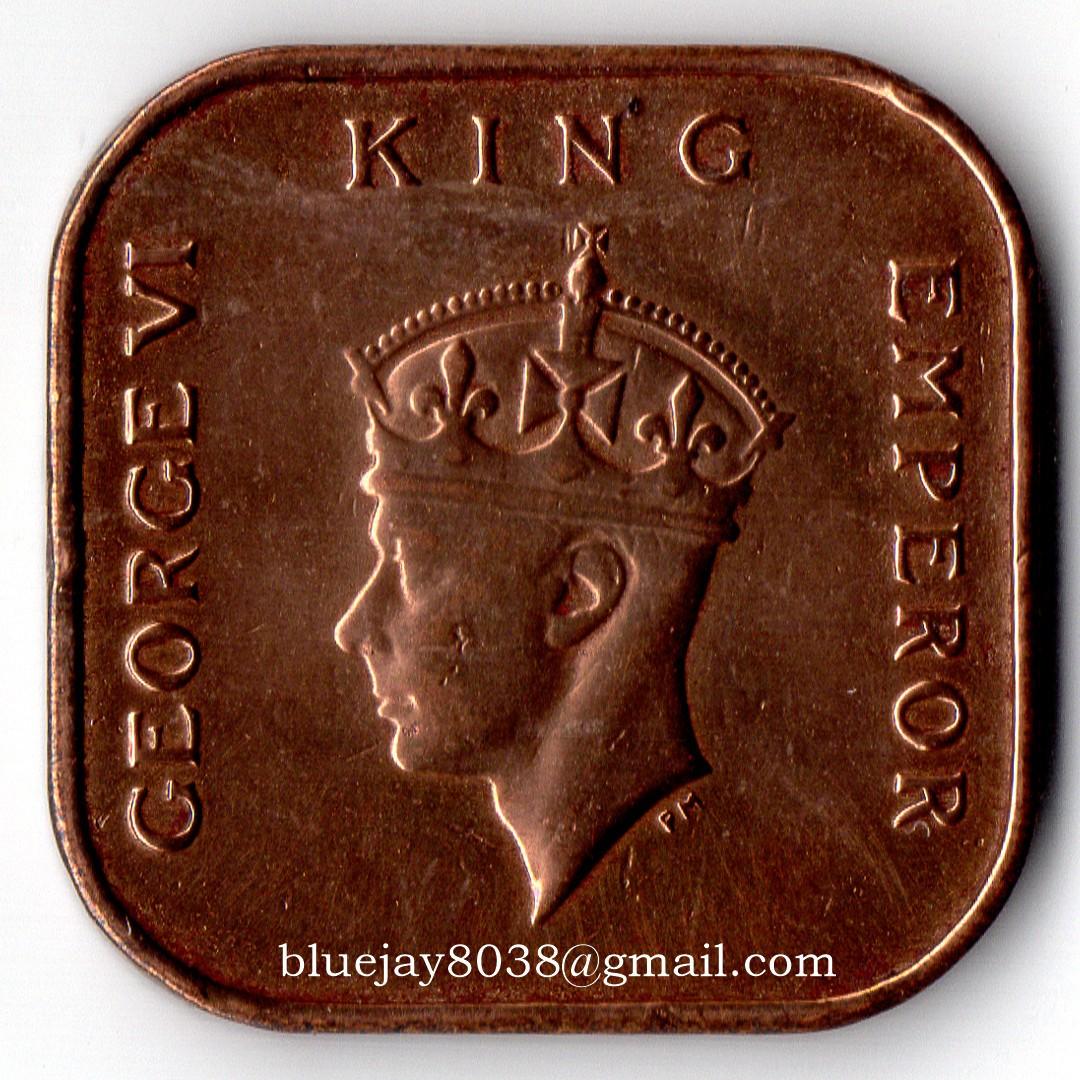 Malaya 1940 1 Cent King Emperor George VI SQUARE Coin -- 00206, Hobbies ...