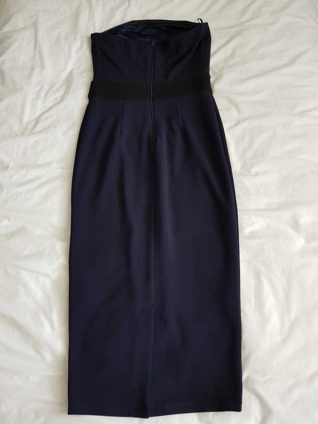 Navy Blue Tube Dress, Women's Fashion, Tops, Sleeveless on Carousell