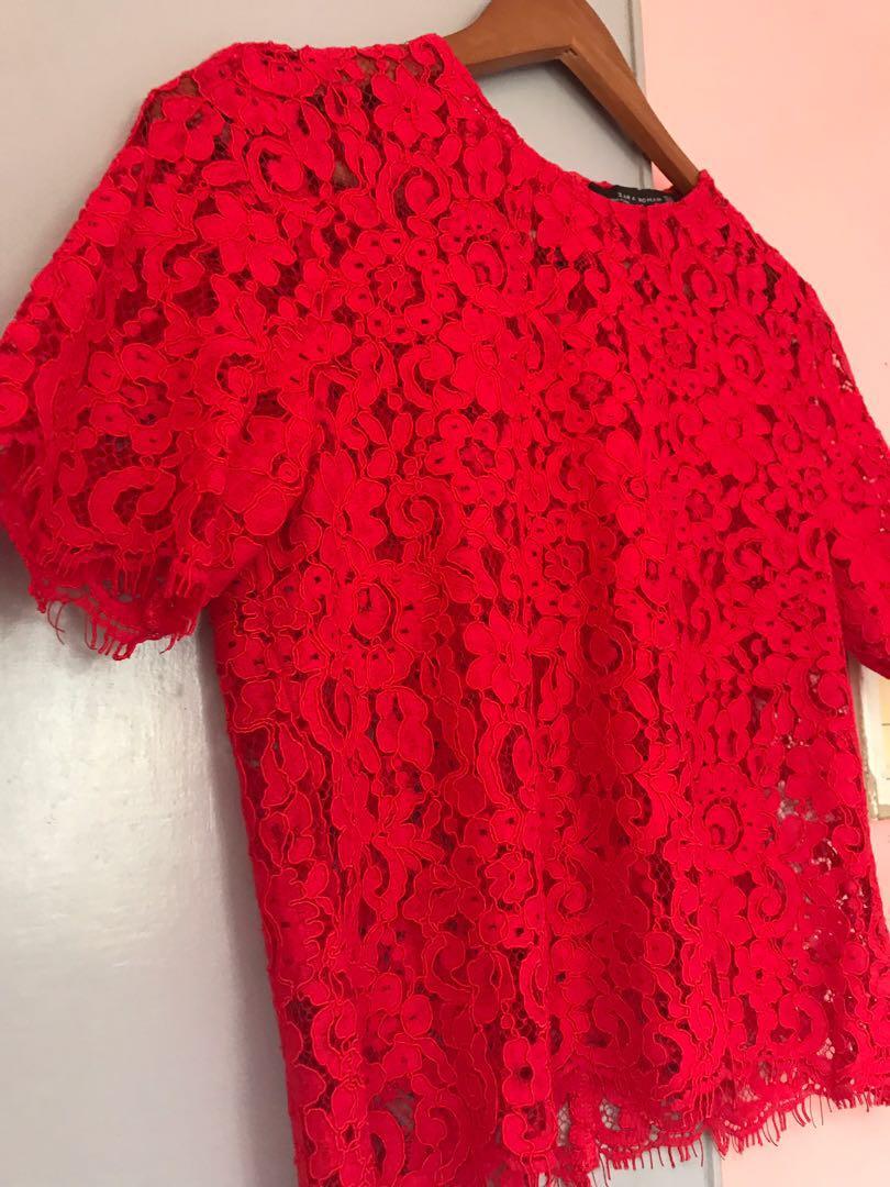 Zara Lace Blouse, Women's Fashion, Tops, Blouses on Carousell