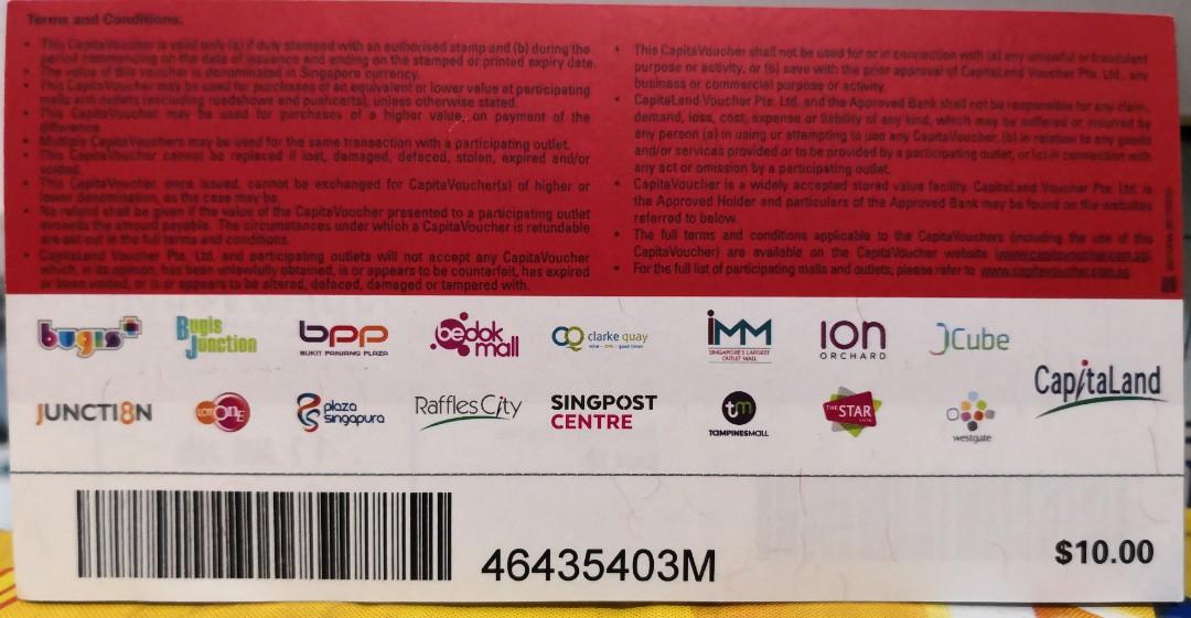 Capitaland Vouchers, Entertainment, Gift Cards & Vouchers on Carousell